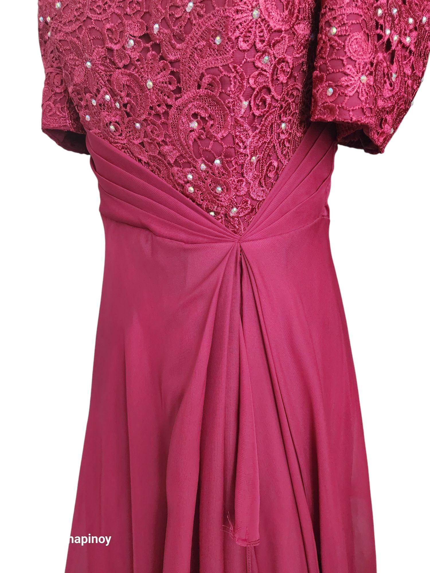 Modern Filipiniana Dress, Philippine Fabric, Formal Wear, Lace Accent ...