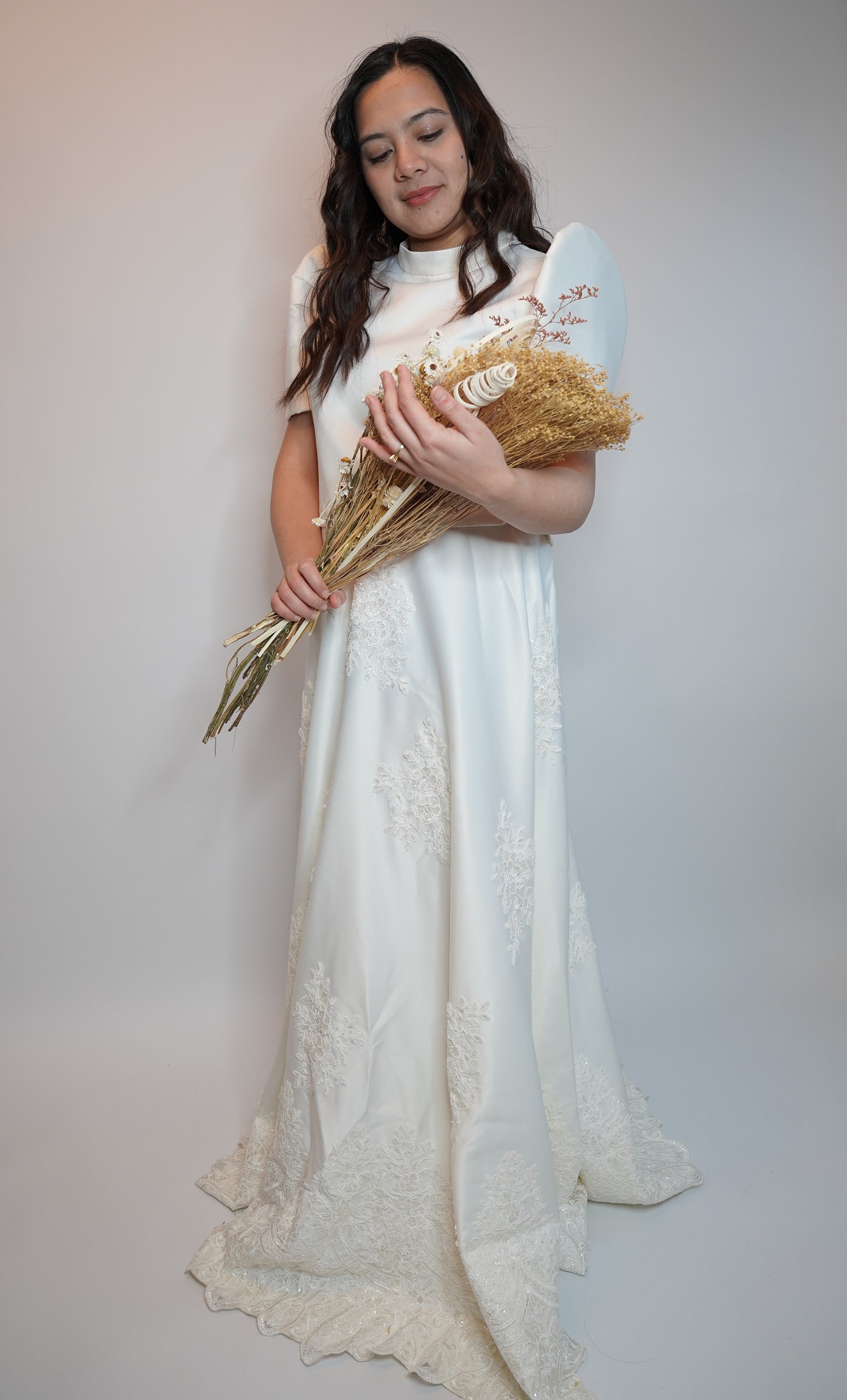 Modern Filipiniana Dress, Philippine Fabric, Formal Wear, Lace Overlay ...