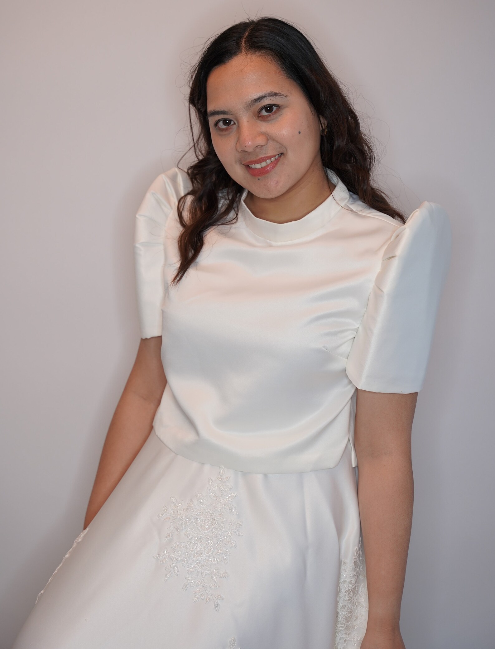 Modern Filipiniana Dress, Philippine Fabric, Formal Wear, Lace Overlay ...