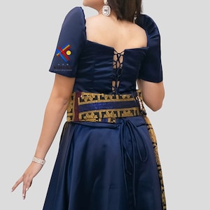 Modern Filipiniana Dress, Philippine Fabric, Formal Wear, Lace Overlay ...