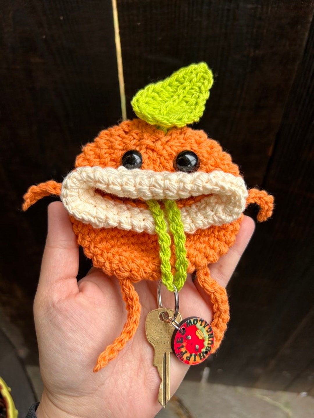 Crochet Orange Key Holder - Key Case - Key Chain - Key Accessories ...