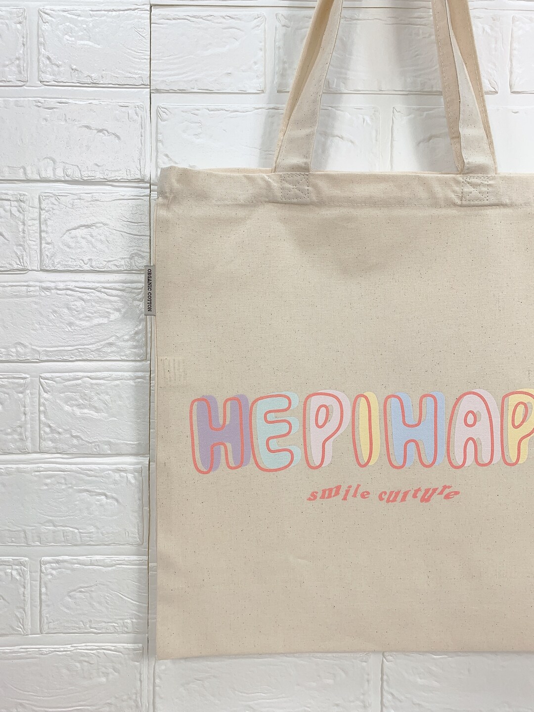 Hepihapi Tote Bag, Happiness Tote, Smile Culture Tote, Pastel Tote ...
