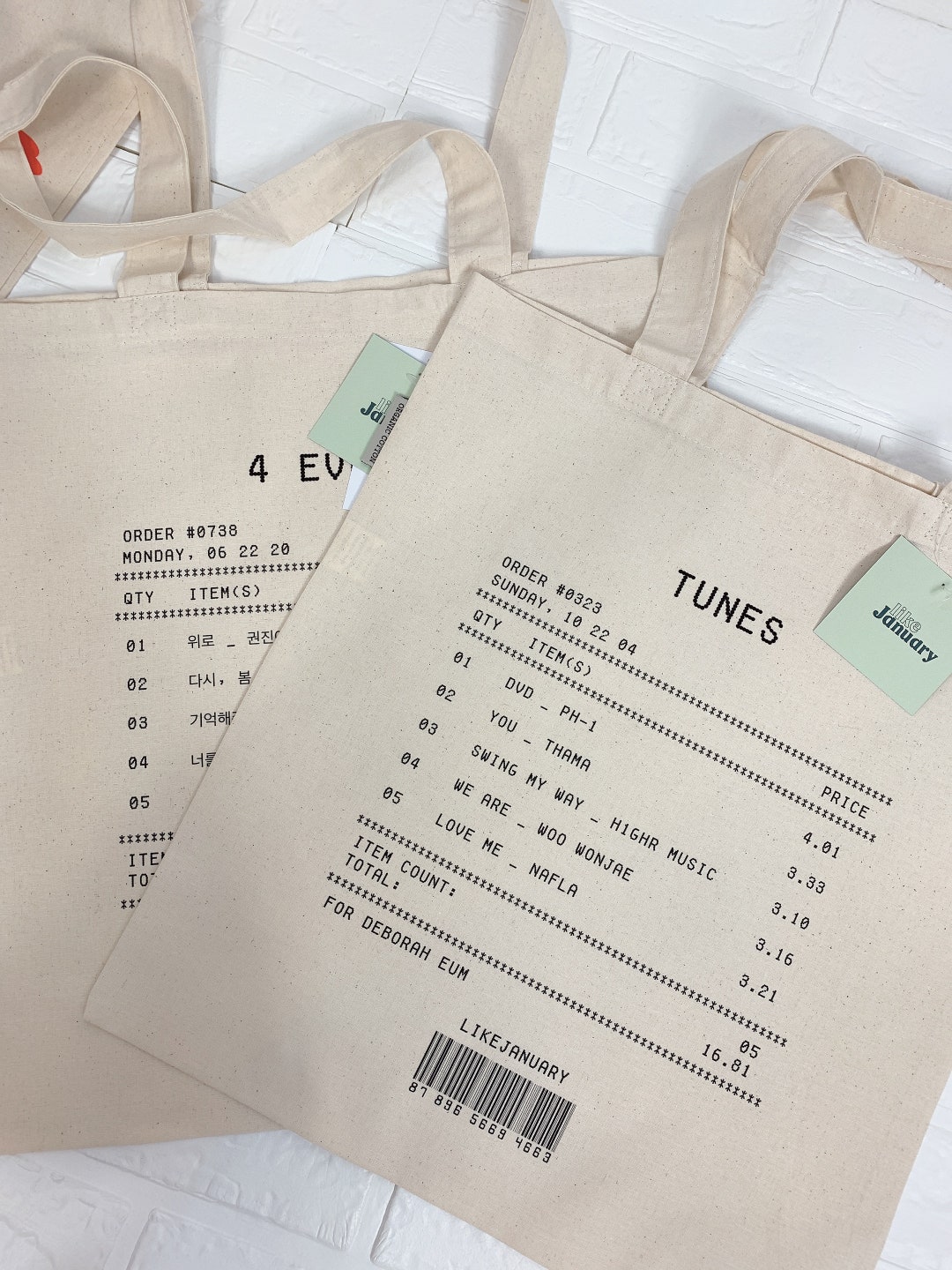 Custom Song Receipt Tote, Customizable Song Playlist Tote Bag, Custom ...