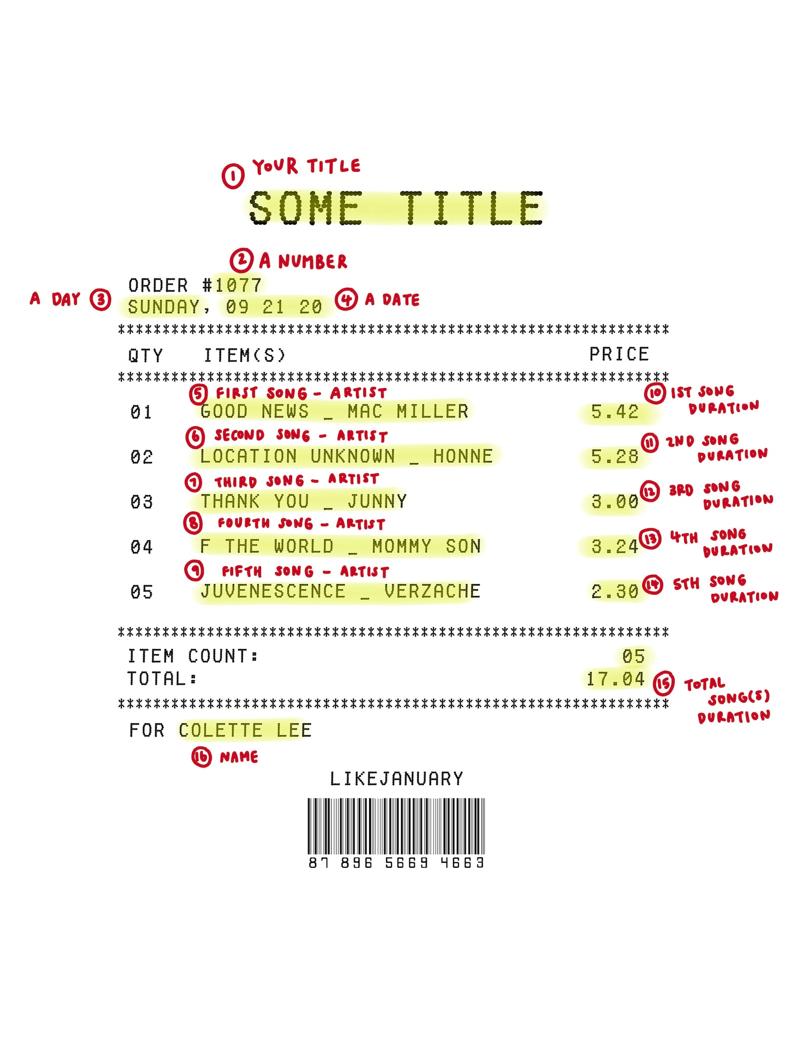 Custom Song Receipt Tote Customizable Song Playlist Tote Bag - Etsy