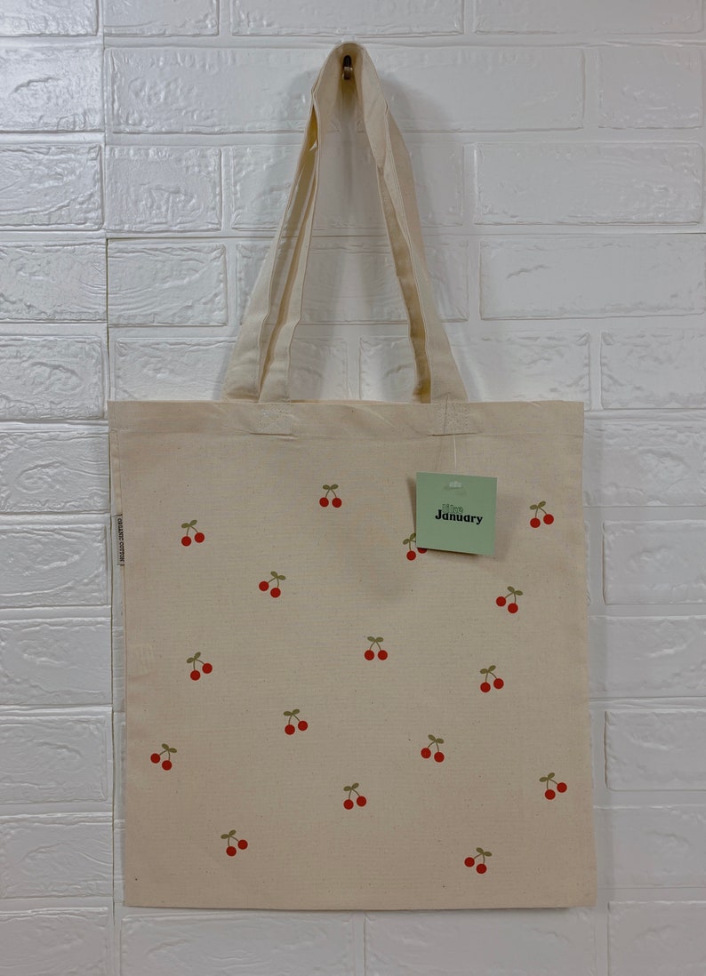 Cherry Tote Graphic Canvas Tote Fruit Tote Cute Cherries - Etsy