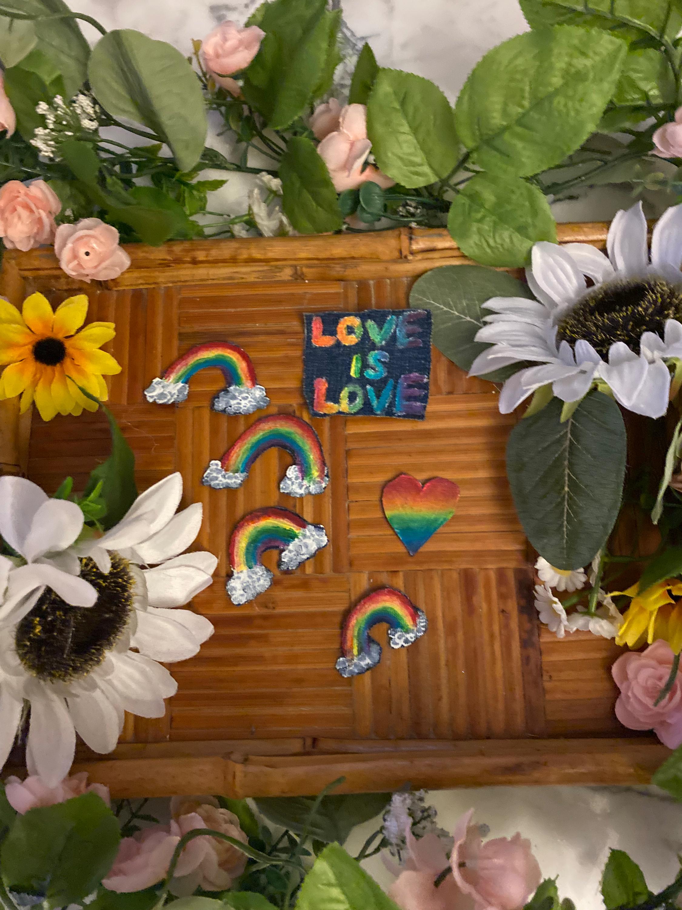 Rainbow Patch / Iron on / Hand Painted / Upcycled Denim - Etsy
