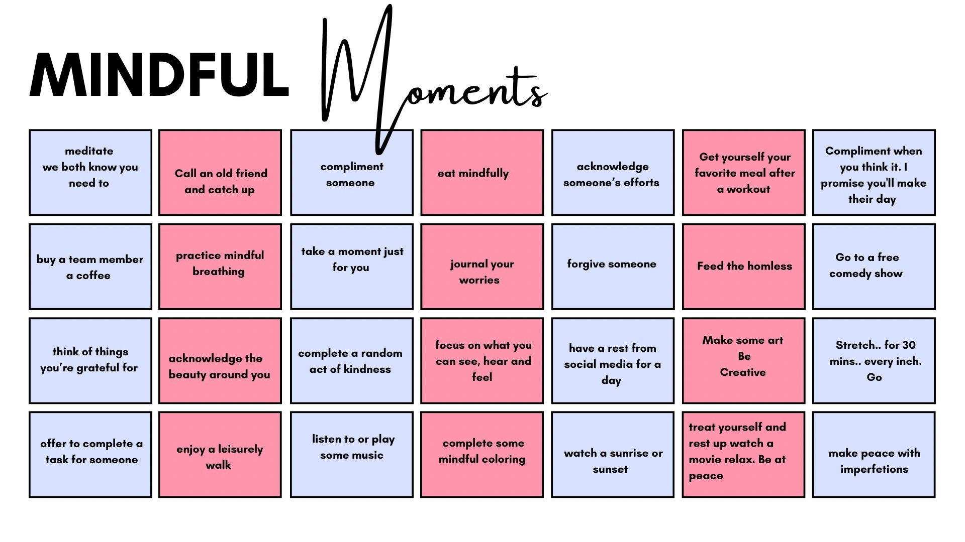 Mindful Moments Chart - Etsy