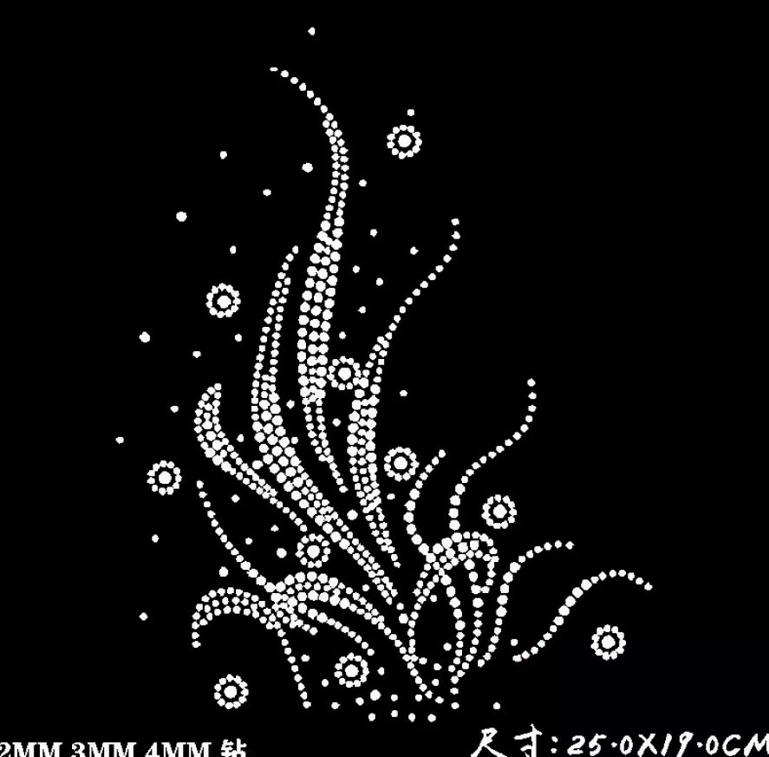 2519cm Rhinestone Transfer, Iron on Hot Fix, Rhinestone Transfer Bling ...