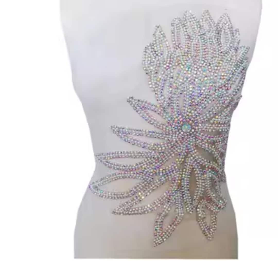 100%hand Sew Rhinestone Floral Applique. Wedding Dress Pattern/ Gown ...