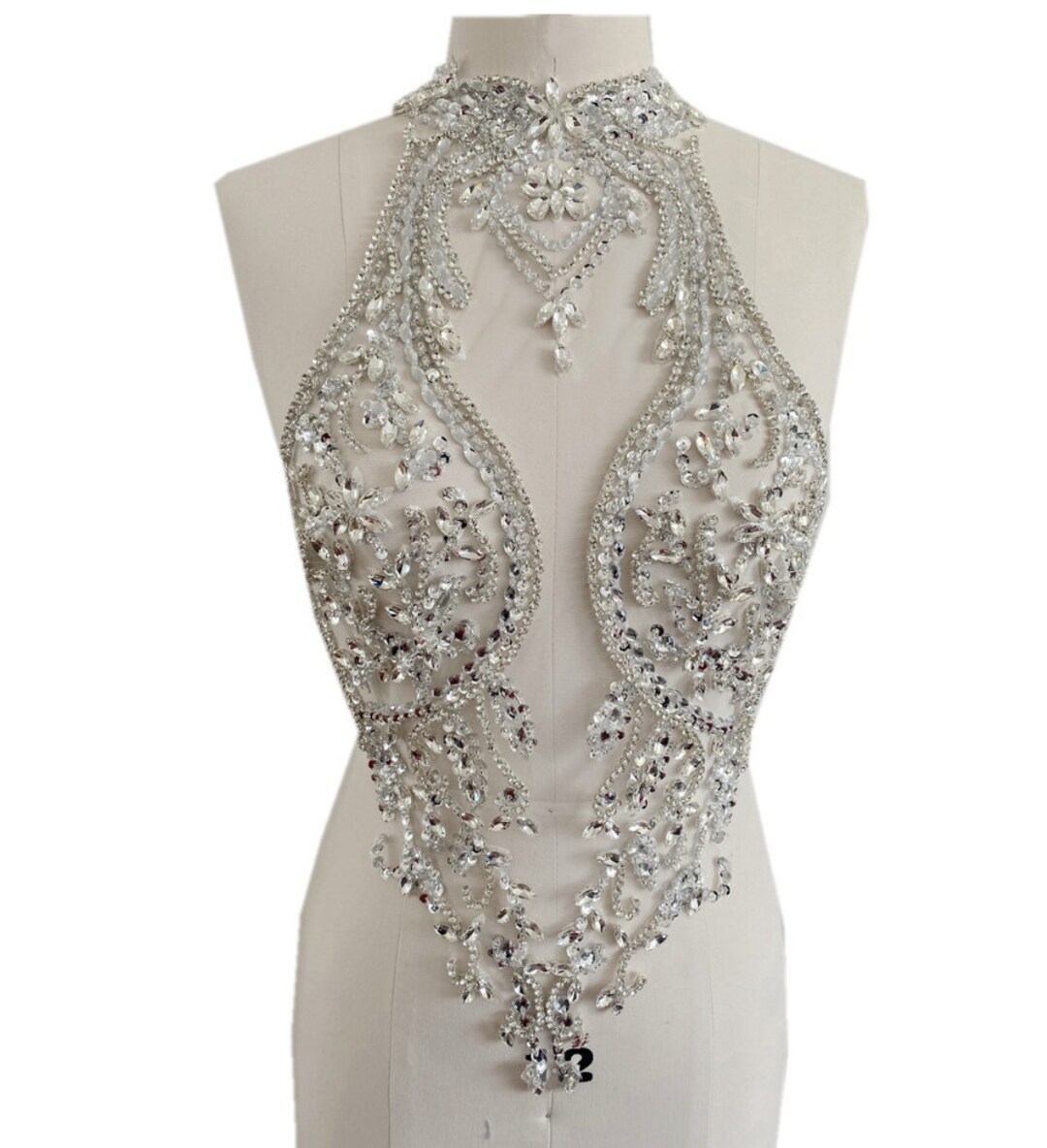 100%hand Sew Rhinestone Floral Applique. Wedding Dress Pattern/ Gown ...