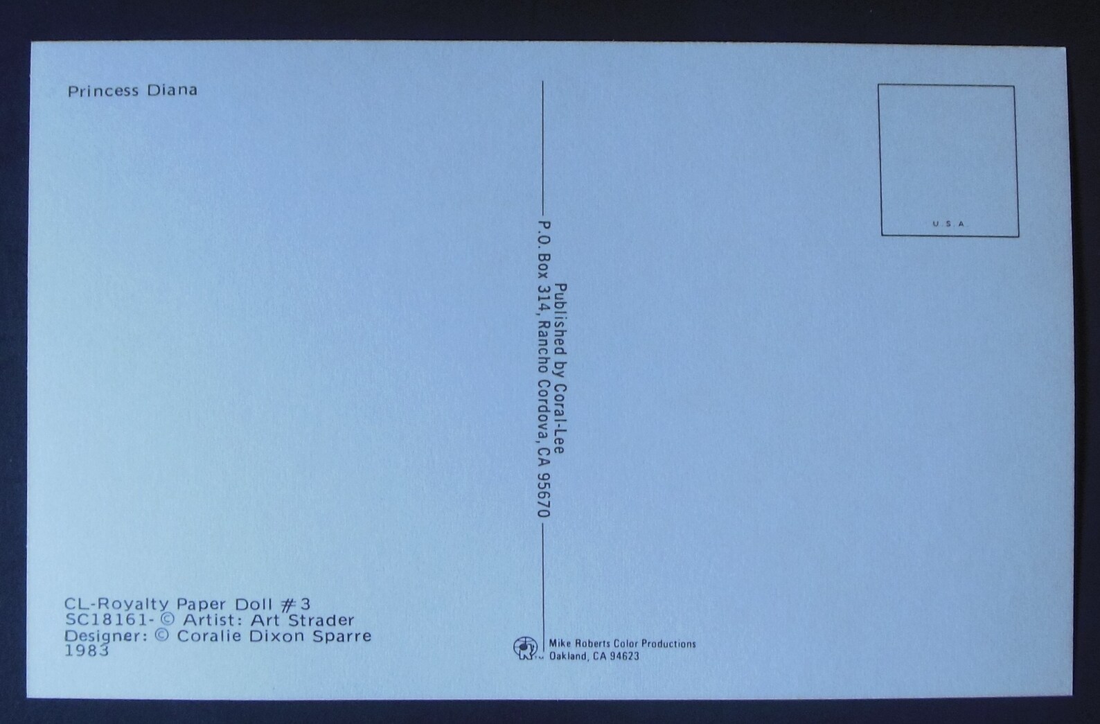 1983 Princess Diana Red Dress Paper Doll Postcard - Artist Art Strader ...