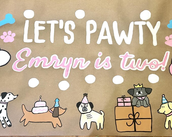 Let’s Pawty - Hand Painted Banner - Etsy