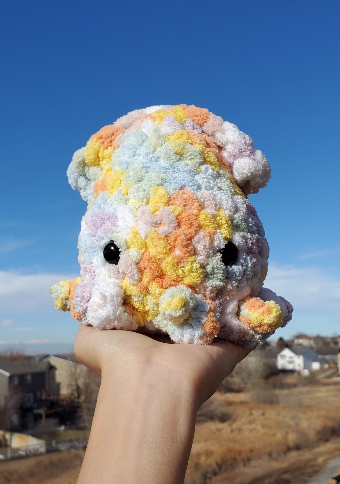 Crochet Rainbow Sherbet Squid Plushie - Etsy
