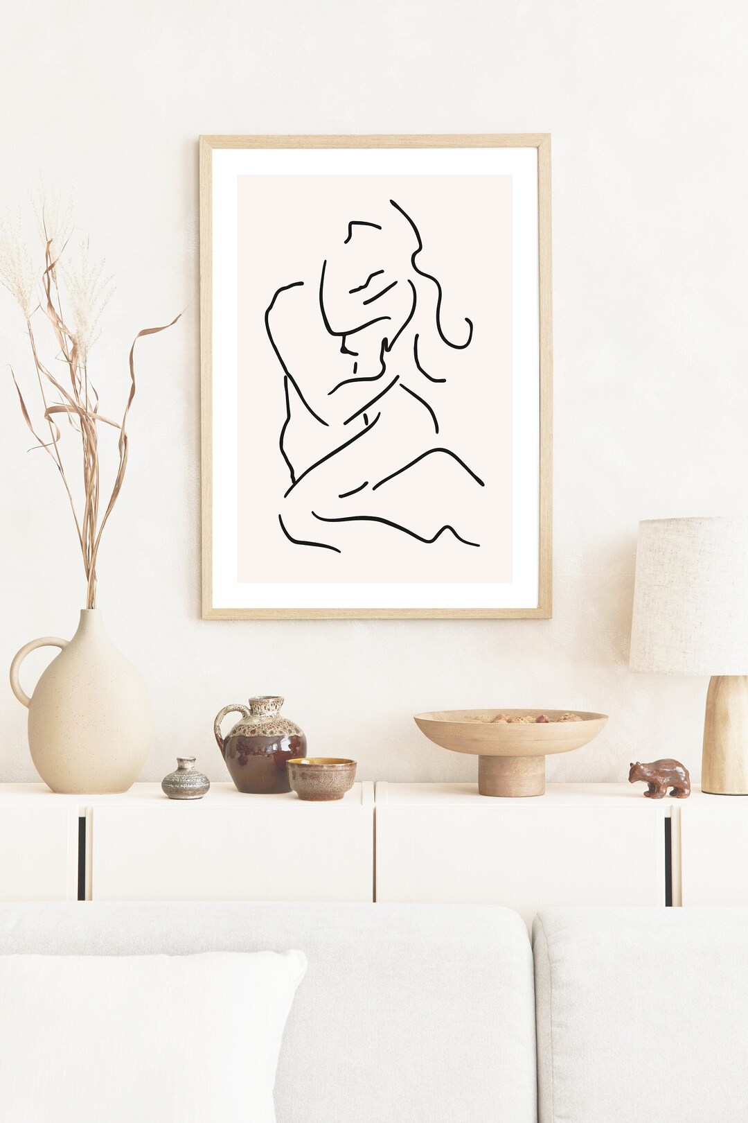 Minimalist Lovers Art Print Abstract Line Art | Digital Printable Art ...