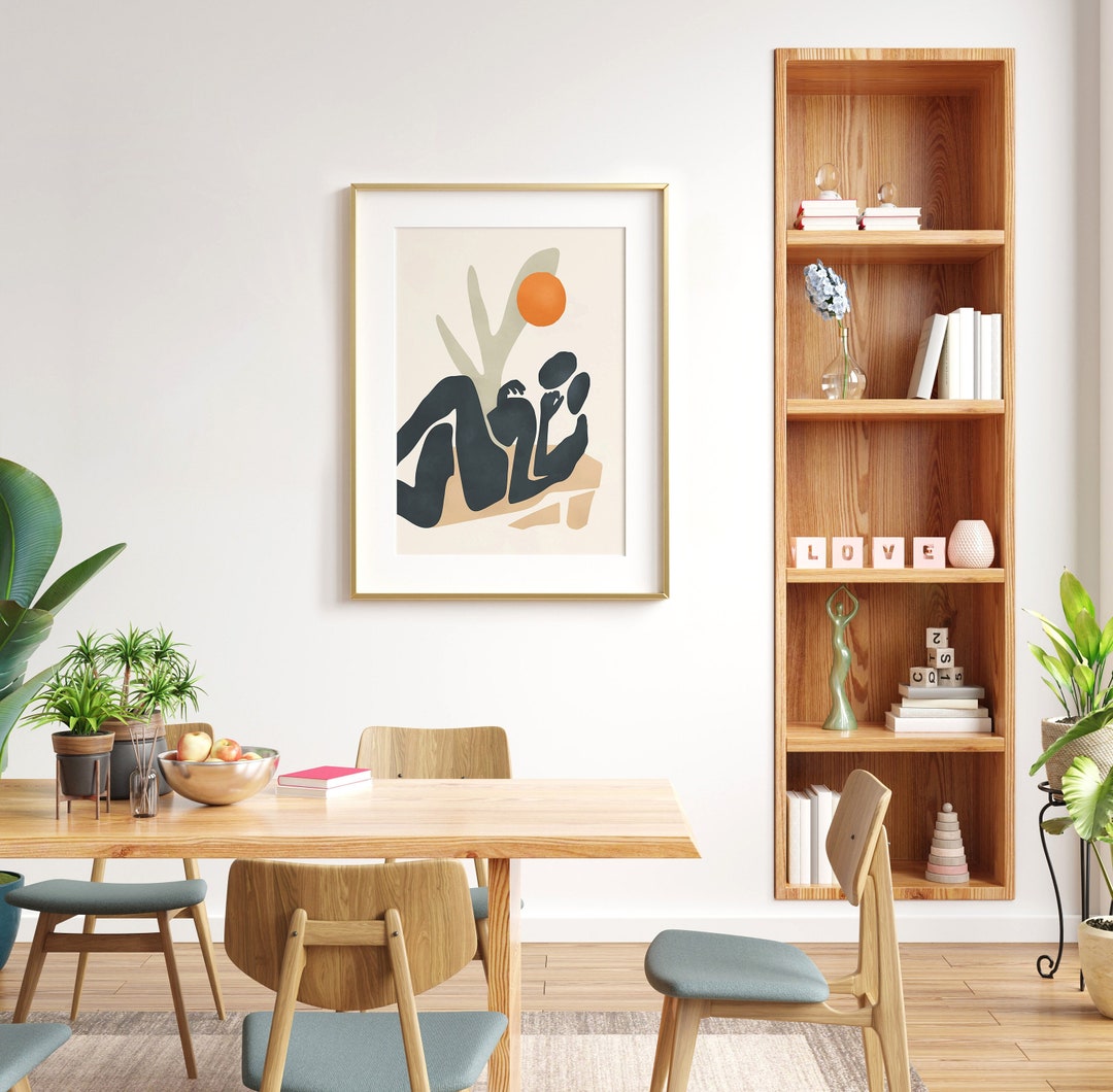 Intimate Couple Abstract Digital Printable Art Whispering Lovers ...