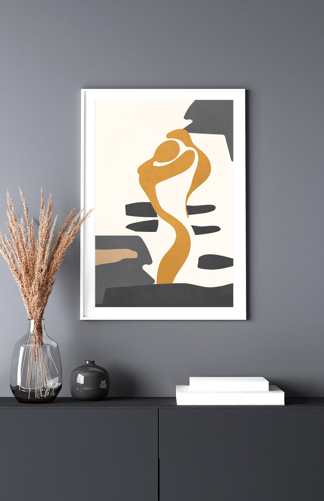 Minimalist Lovers Art Print: Abstract Couple Bedroom Decor Digital ...