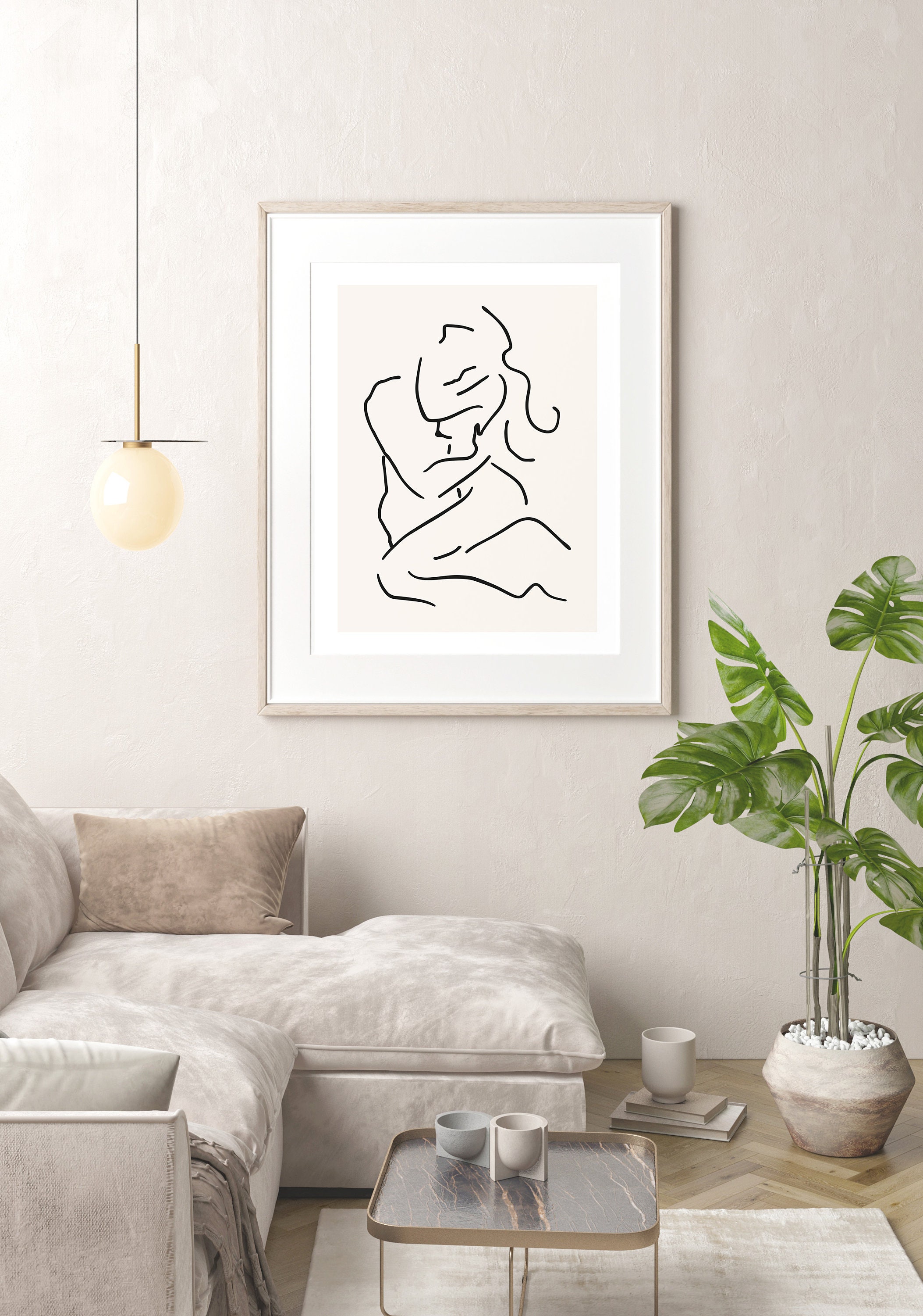Minimalist Lovers Art Print Abstract Line Art | Digital Printable Art ...