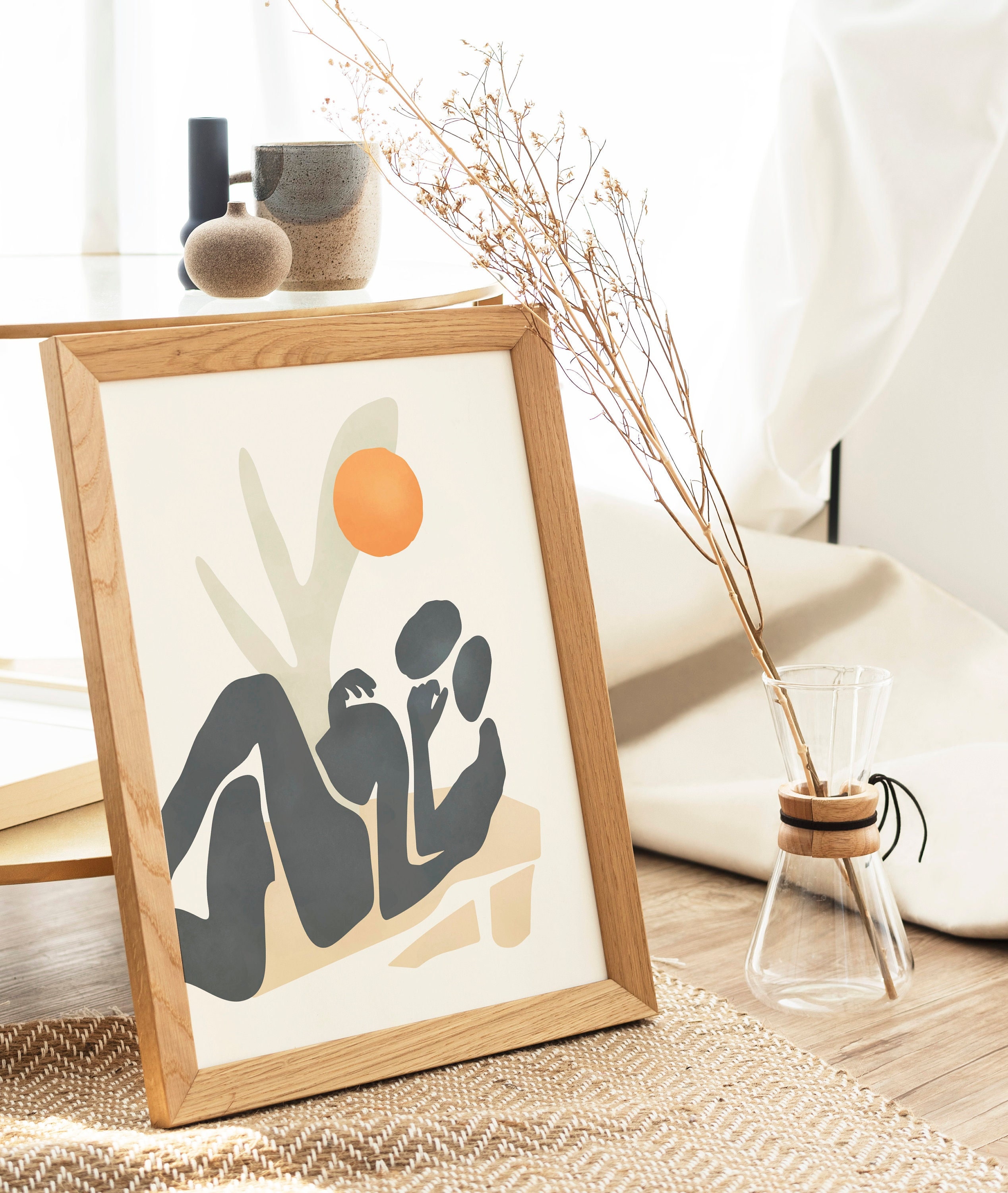 Intimate Couple Abstract Digital Printable Art Whispering Lovers ...