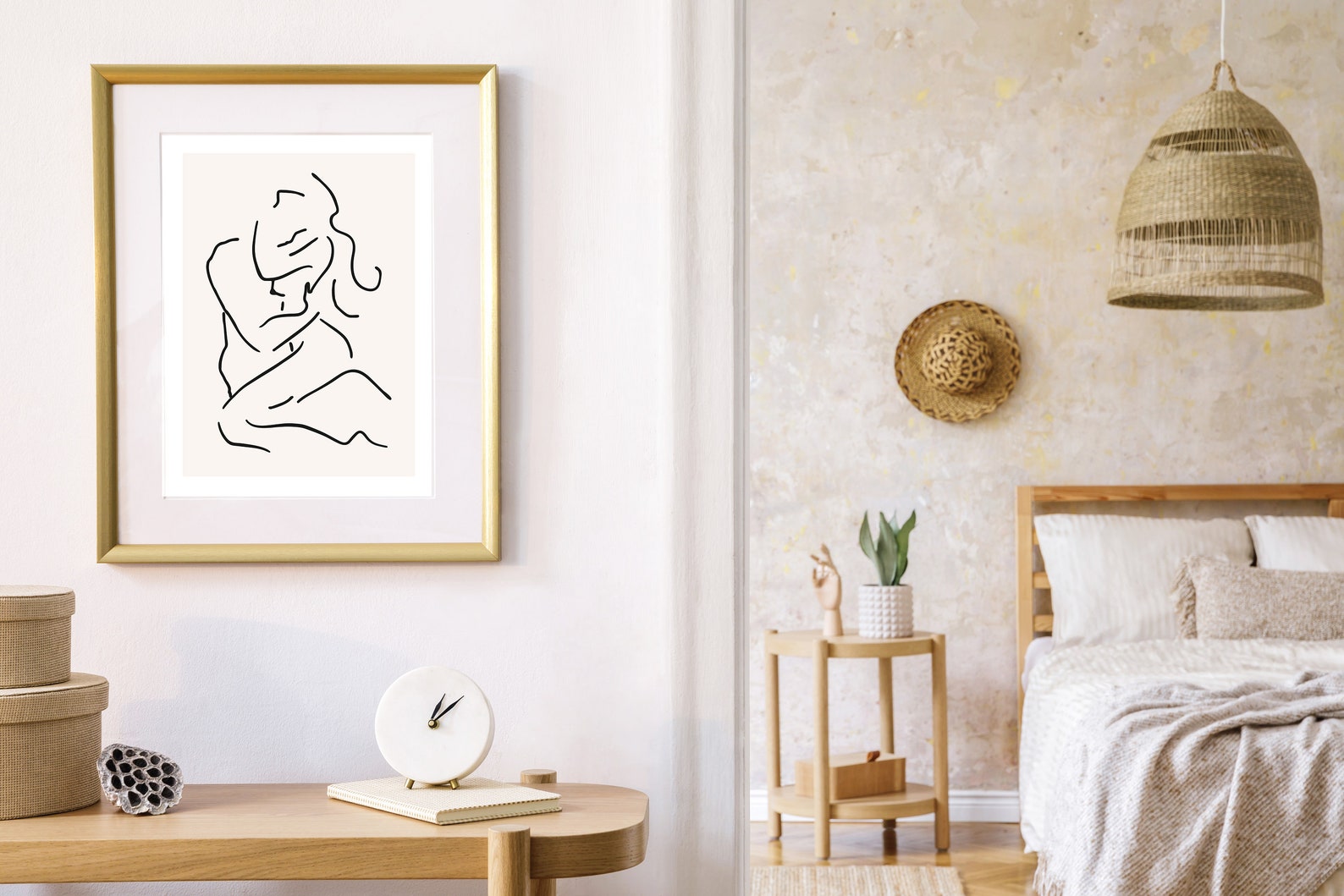 Minimalist Lovers Art Print Abstract Line Art | Digital Printable Art ...