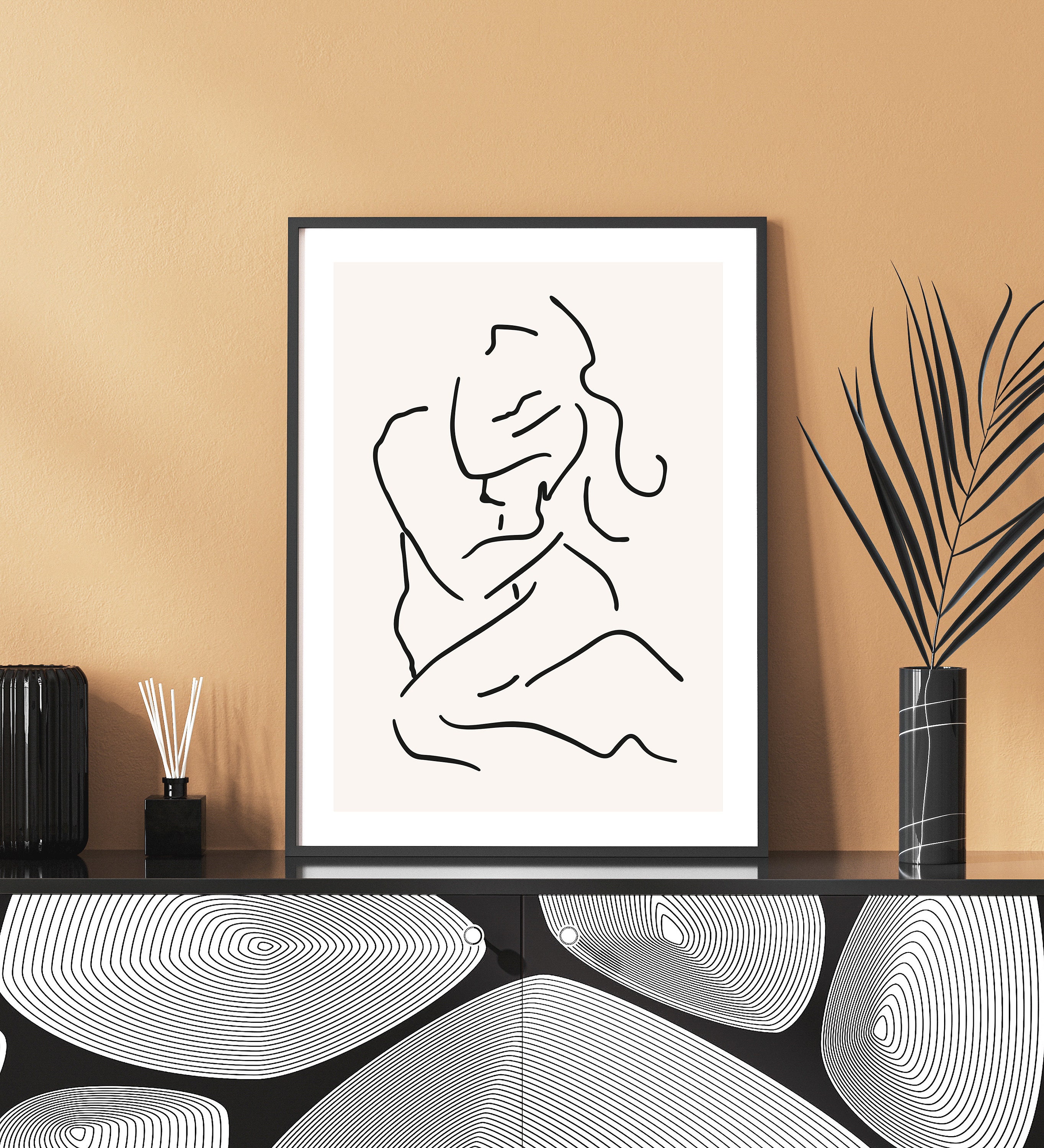 Minimalist Lovers Art Print Abstract Line Art | Digital Printable Art ...