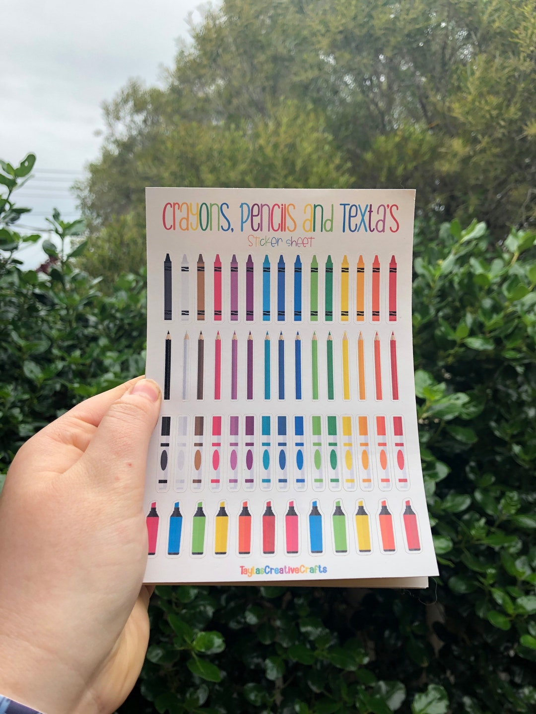 Crayons Pencils and Textas Sticker Sheet - Etsy