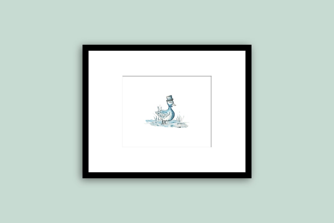Dapper Duck in Top Hat Watercolor Print Nursery Decor Original Art Cute ...
