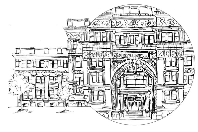 Drexel University: Main Building Print - University City Art - Dorm ...