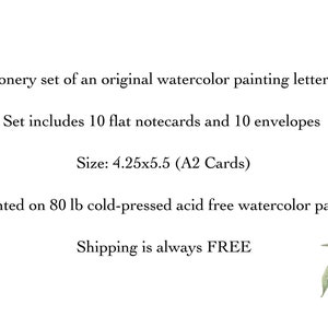 Chestnut Leaf Watercolor Flat Note Card Set Botanical Greenery ...