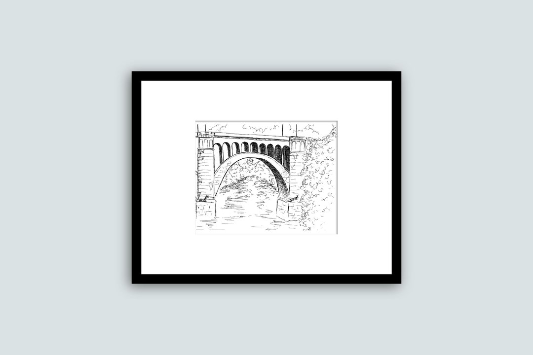 Manayunk Philly Pen Drawing | Philadelphia Print of Manayunk Bridge ...