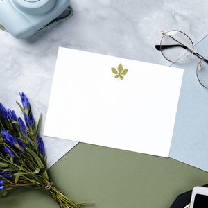 Chestnut Leaf Watercolor Flat Note Card Set Botanical Greenery ...