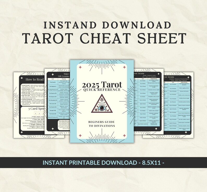 Tarot Reading Cheat Sheet | Printable Tarot Reference Guide | Learn Tarot | Digital Download - Etsy