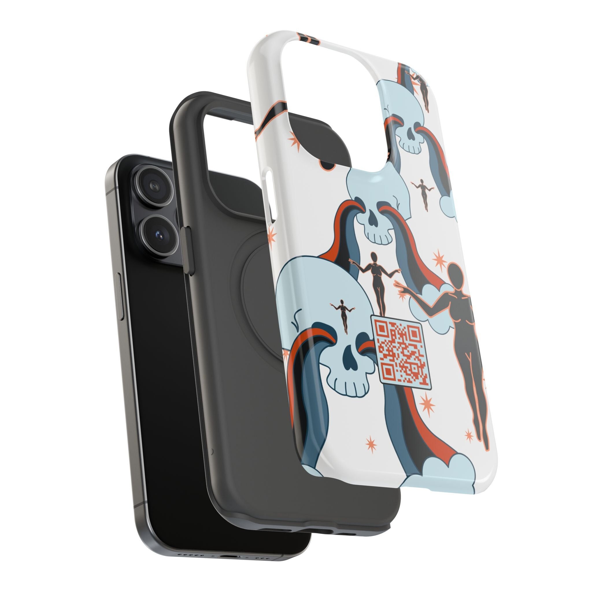 Skull Art QR Code Phone Case, Custom Payment QR Code Case, Unique ...