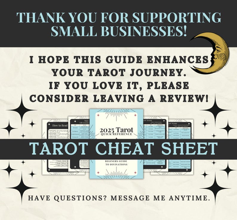 Tarot Reading Cheat Sheet | Printable Tarot Reference Guide | Learn Tarot | Digital Download - Etsy