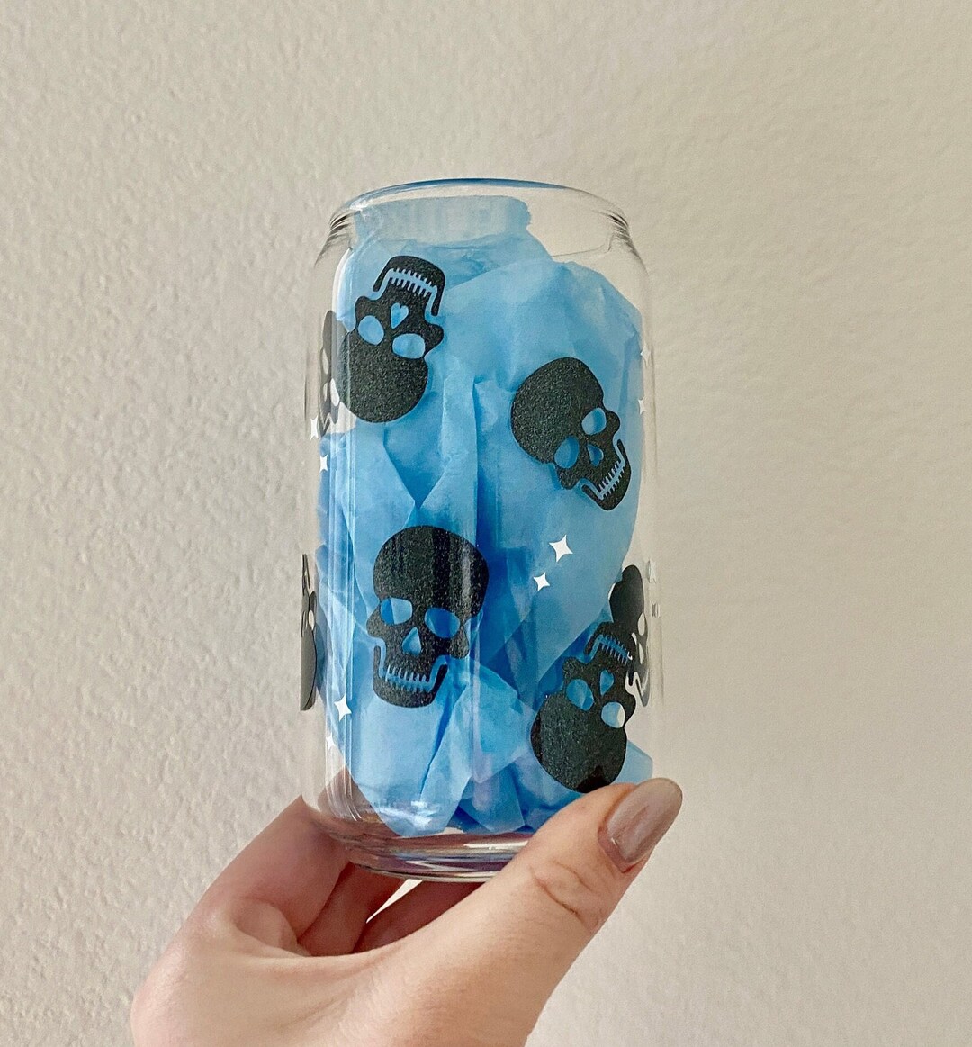Skull Glass Glass Cup Cute Skull Cup Iced Coffee Glass Coffee Glass ...