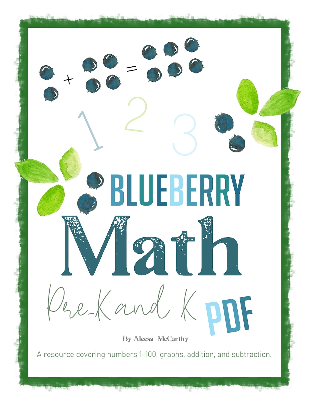 Blueberry Math Pre-k and K Printable PDF - Etsy