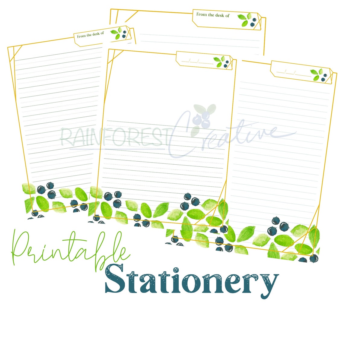 Printable Blueberry Stationery PDF - Etsy UK