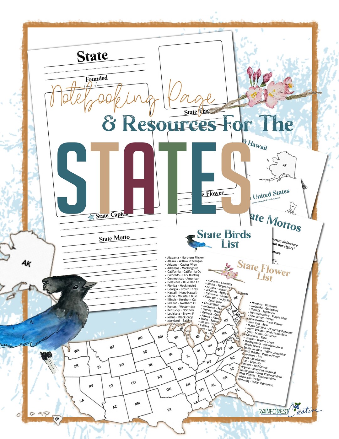 Notebooking Page & Resources for the States PDF - Etsy