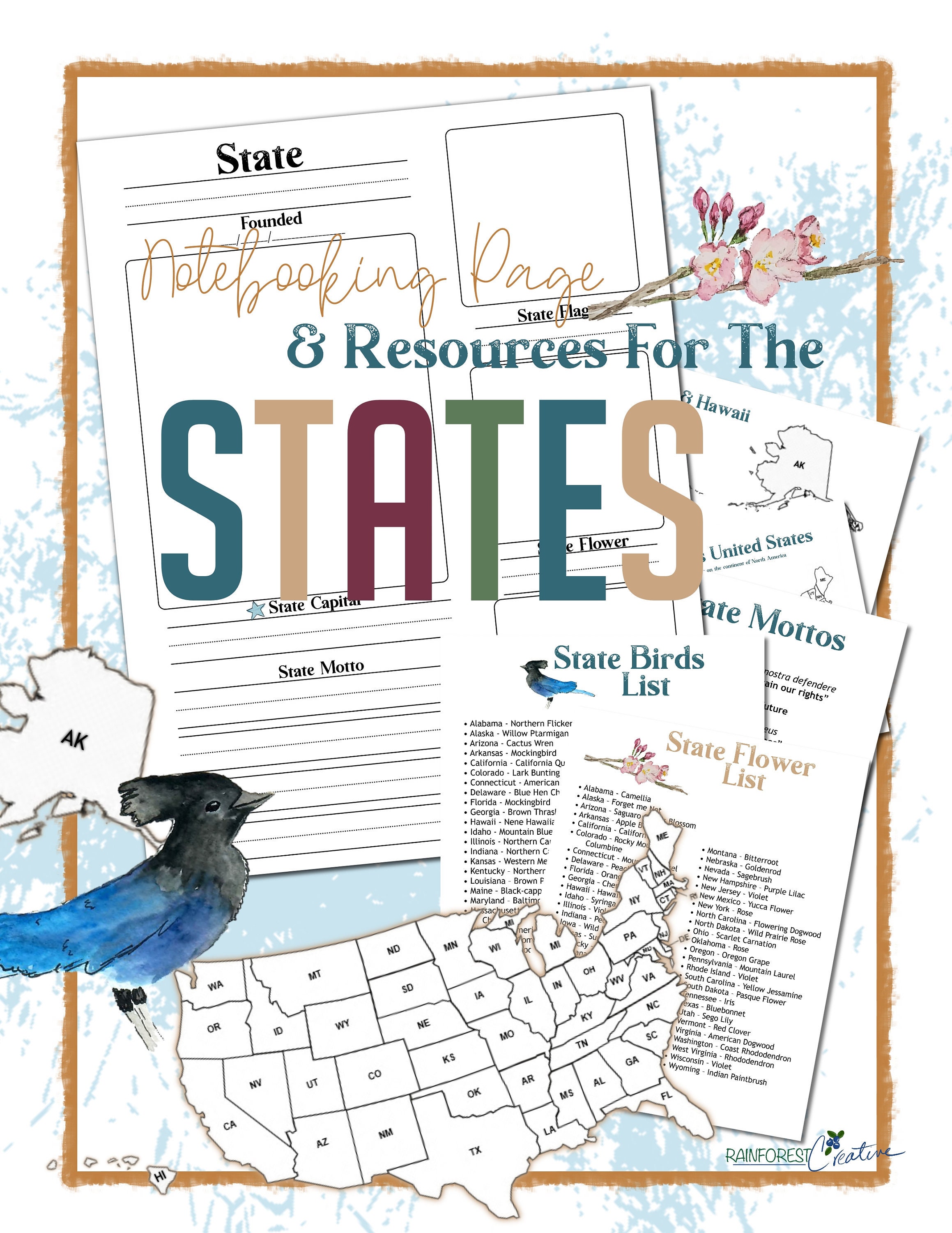 Notebooking Page & Resources for the States PDF - Etsy