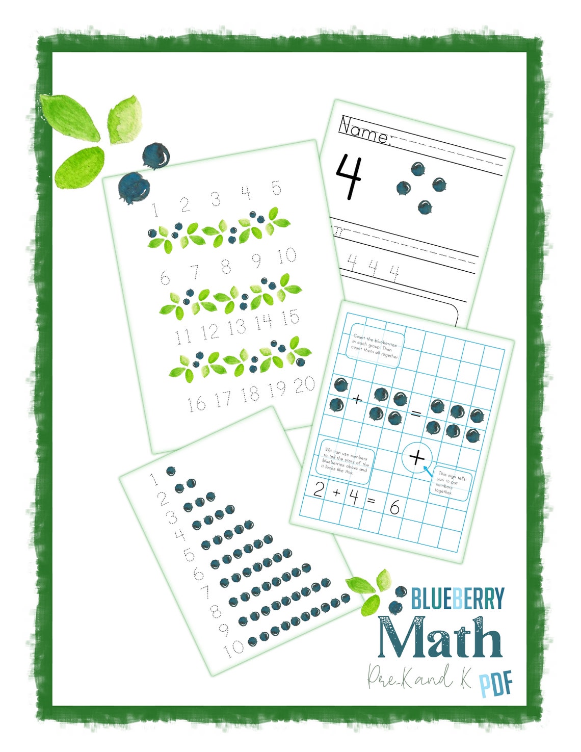 Blueberry Math Pre-k and K Printable PDF - Etsy
