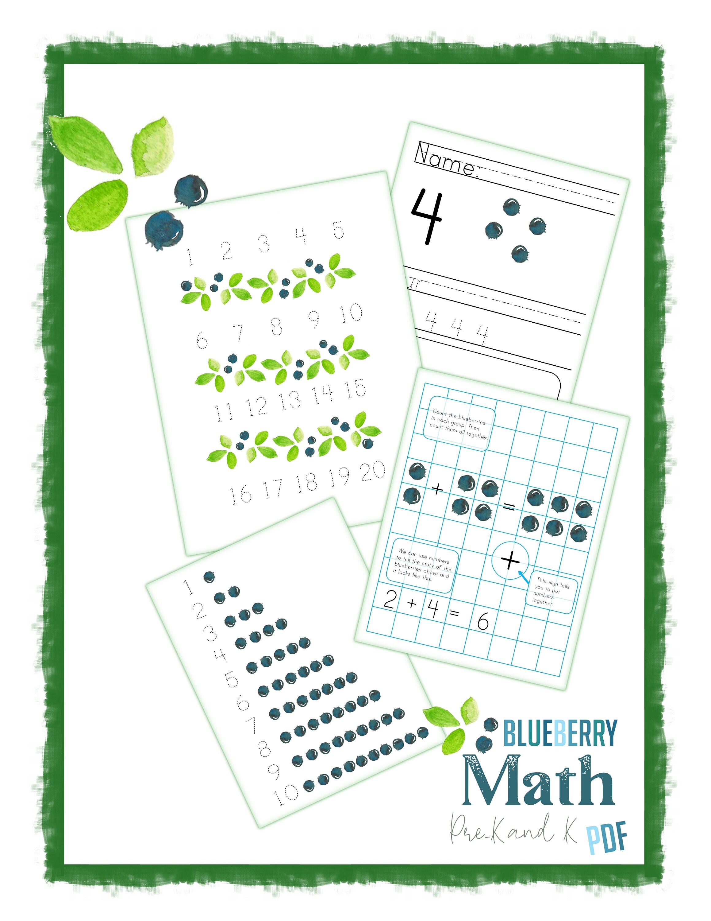 Blueberry Math Pre-k and K Printable PDF - Etsy