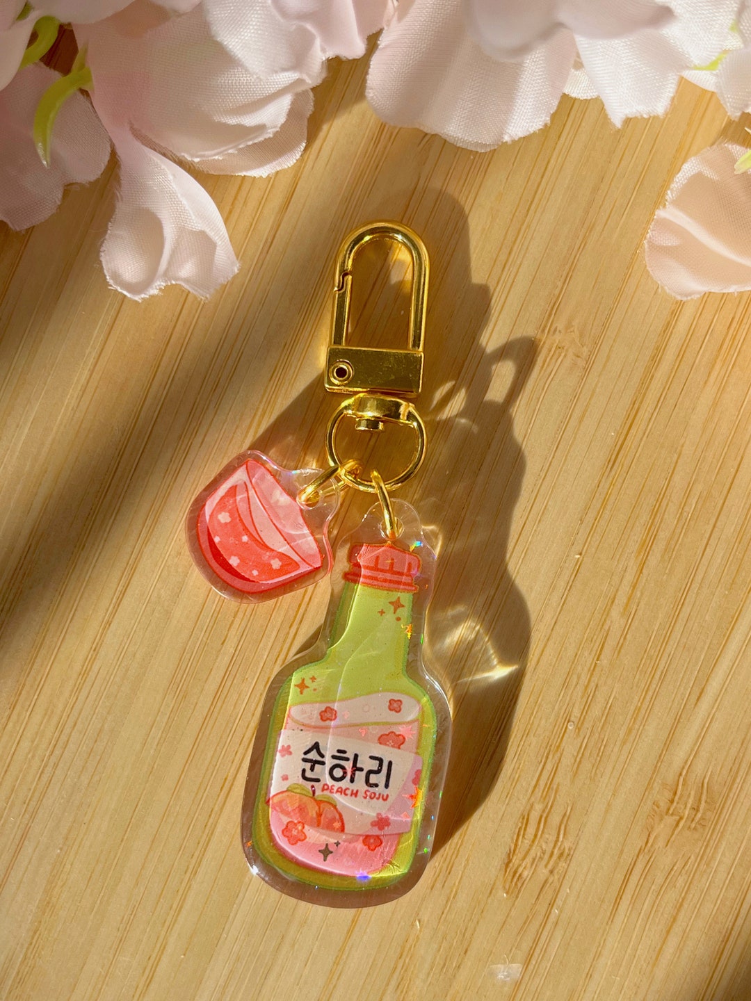 Holographic Soju & Shot Glass Keychain: Korean Alcohol Charm - Etsy