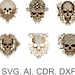 Set of Celtic Skulls 2, Skull With Runes. Skull Tattoo, DXF for Laser ...