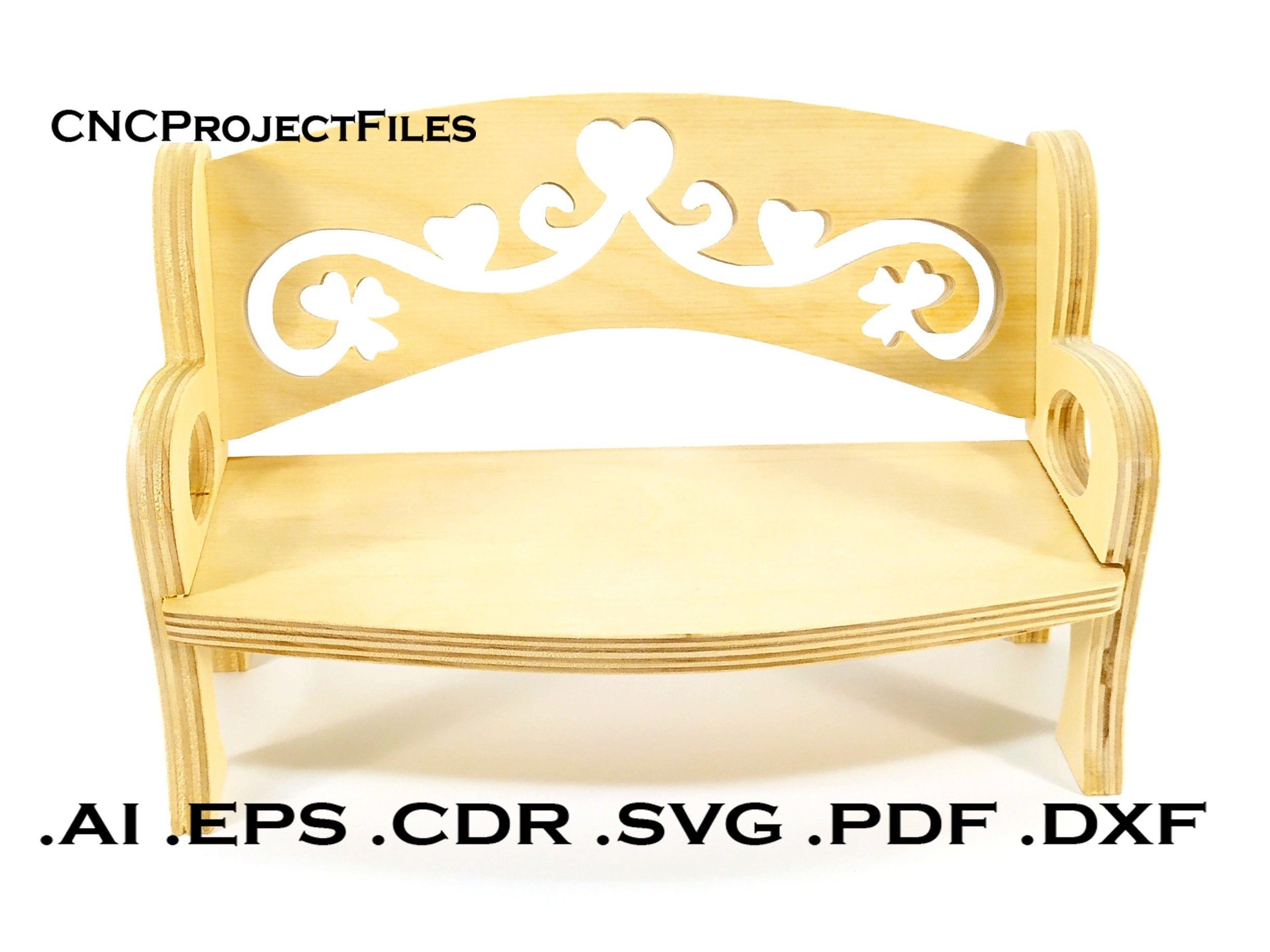 CNC Files for Wood. Decorative Bench CNC Plan. Wooden Plywood Model Cnc ...