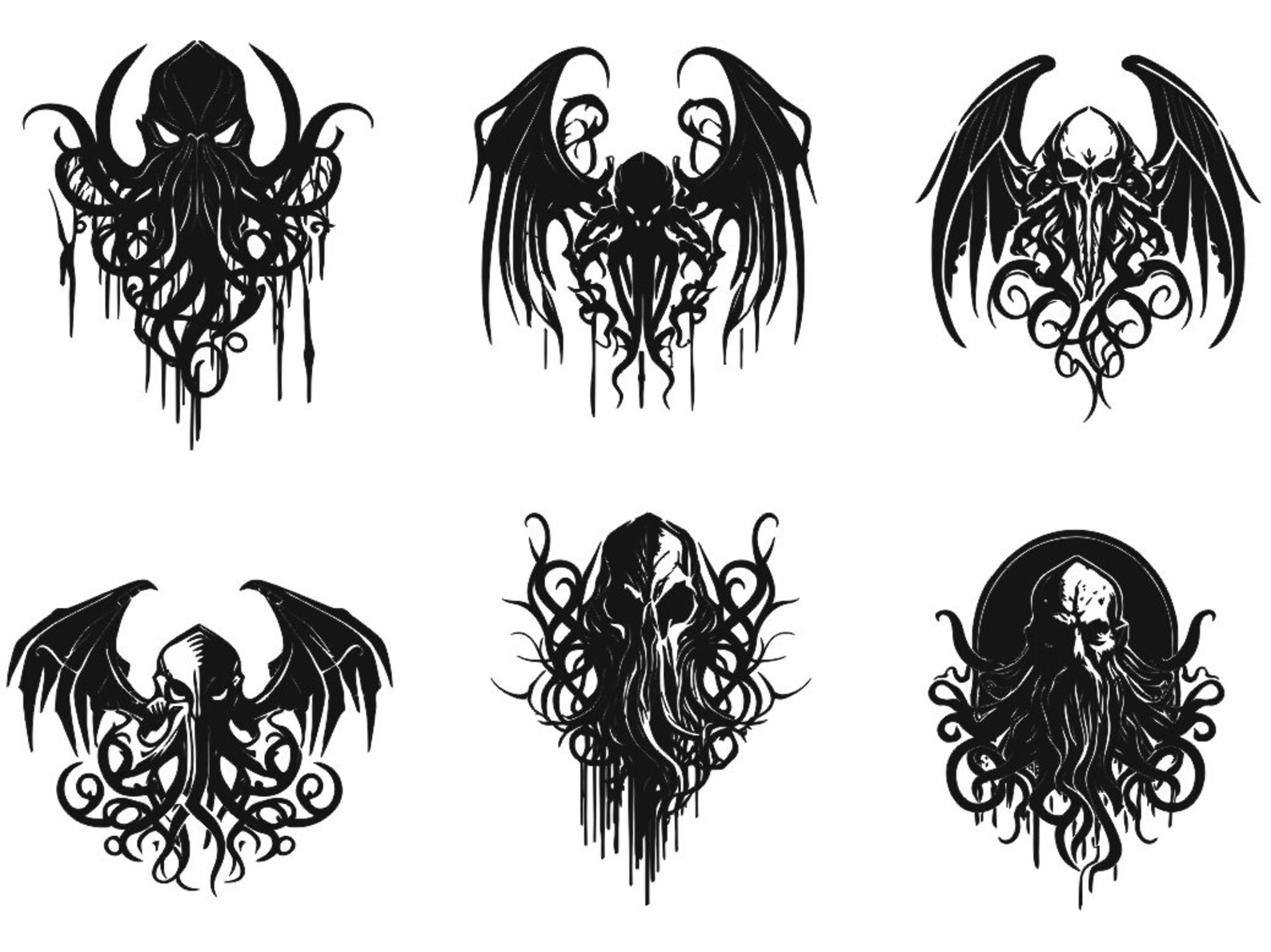 SET Cthulhu 1 SVG, Lovecraft Eldritch Horror Clipart, DXF for Laser ...