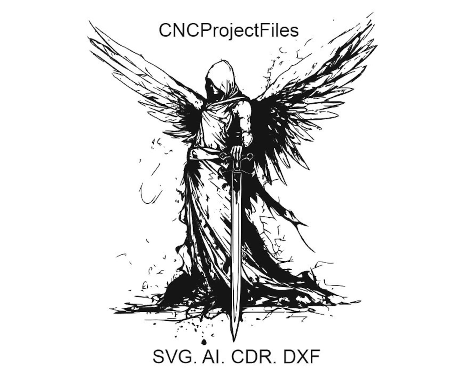 Warrior Angel With a Sword. Defender Angel. Angel Svg, DXF for Laser ...