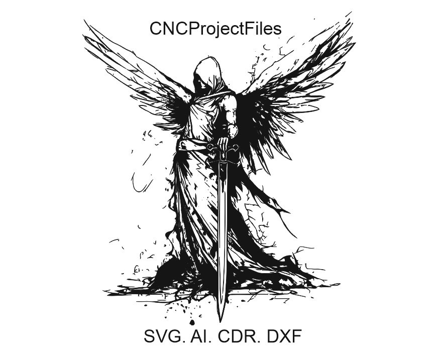 Warrior Angel With a Sword. Defender Angel. Angel Svg, DXF for Laser ...
