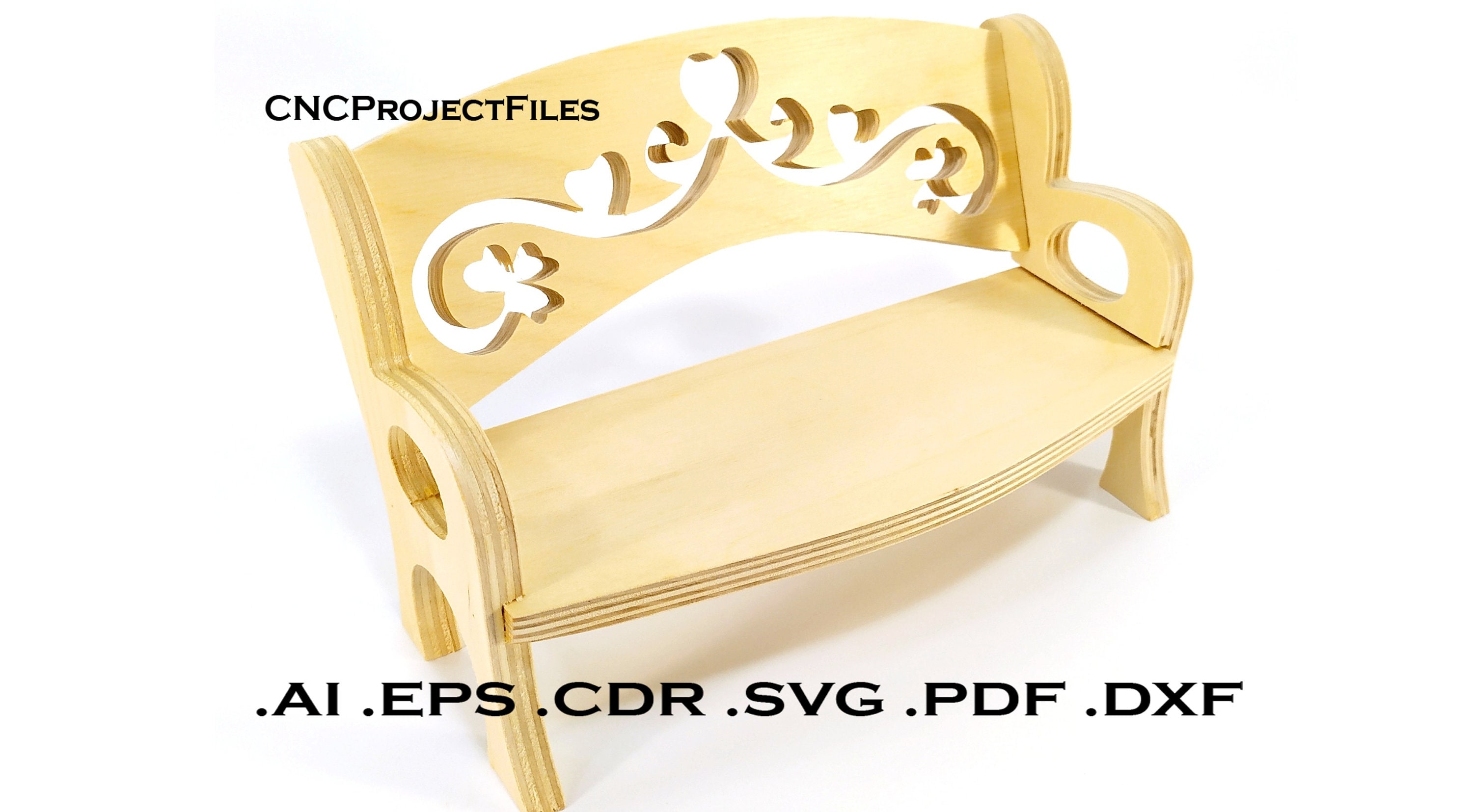 CNC Files for Wood. Decorative Bench CNC Plan. Wooden Plywood Model Cnc ...