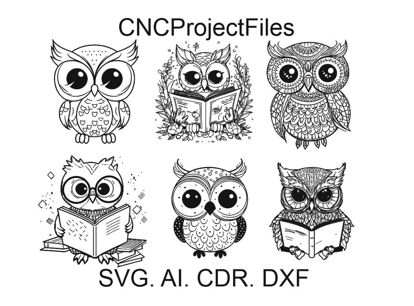 Funny Owls SET 2, Owl With a Book Svg, DXF for Laser Engraving - Etsy