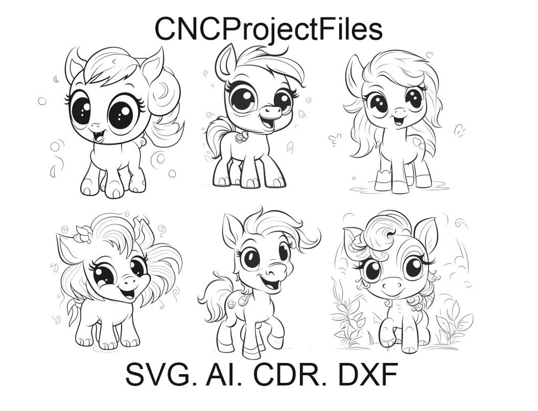 Little Ponies SET, Funny Ponies, Pony Svg, DXF for Laser Engraving - Etsy