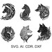 Celtic Wolf Set 2, Wolf Head, Tattoo Sketch, Wolf Svg, Fox Svg, DXF for ...